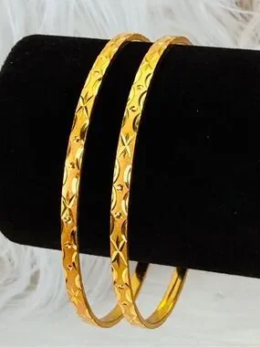 Jewelry | Vintage Goldtone Textured Stacking Bangle Bracelet Set Of 2 ...